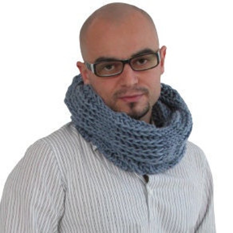 Hand Knit Wool Men's Snood Scarf Winter Cowl Gift for - Etsy