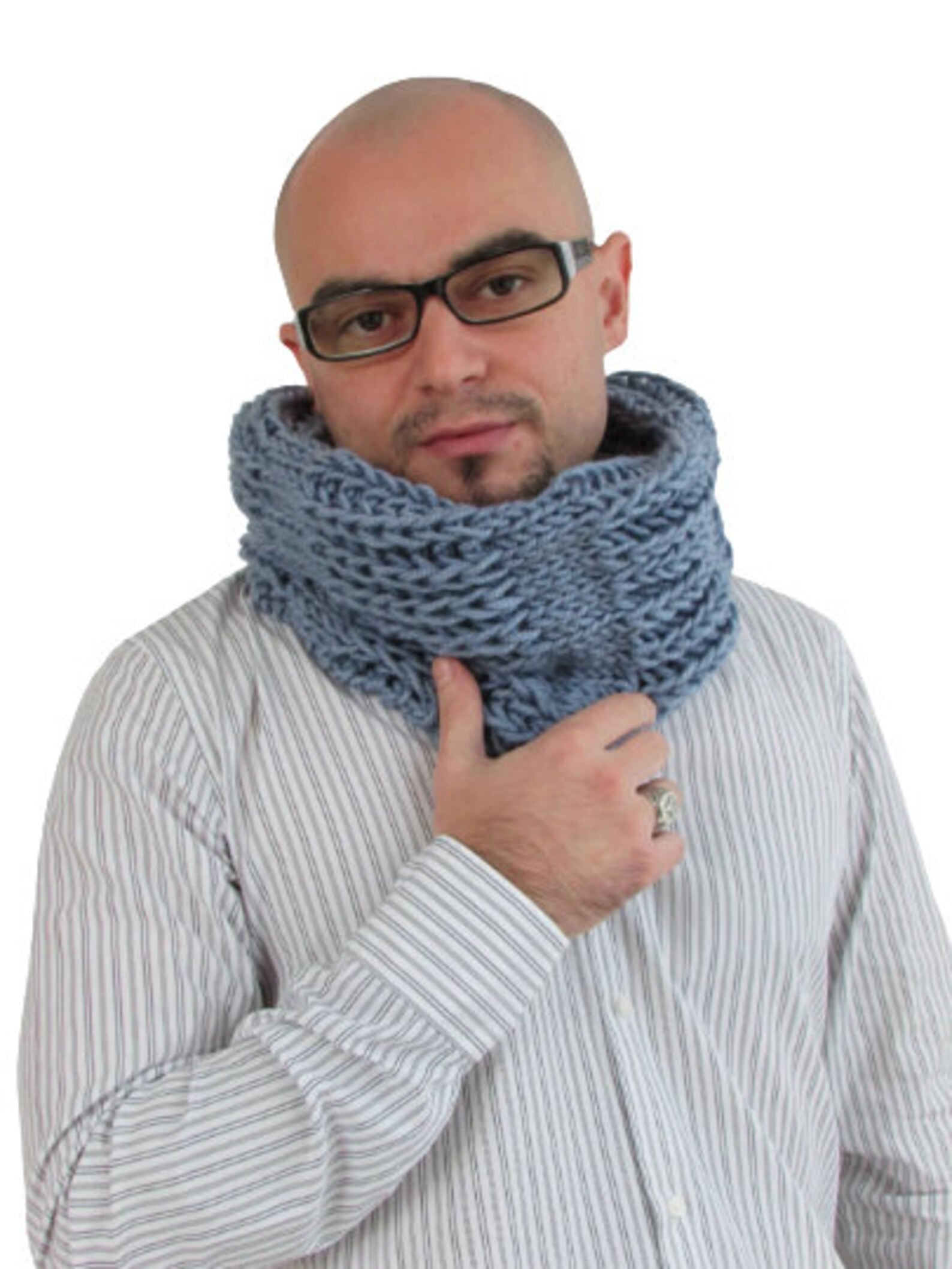 Hand Knit Wool Men's Snood Scarf Winter Cowl Gift for - Etsy