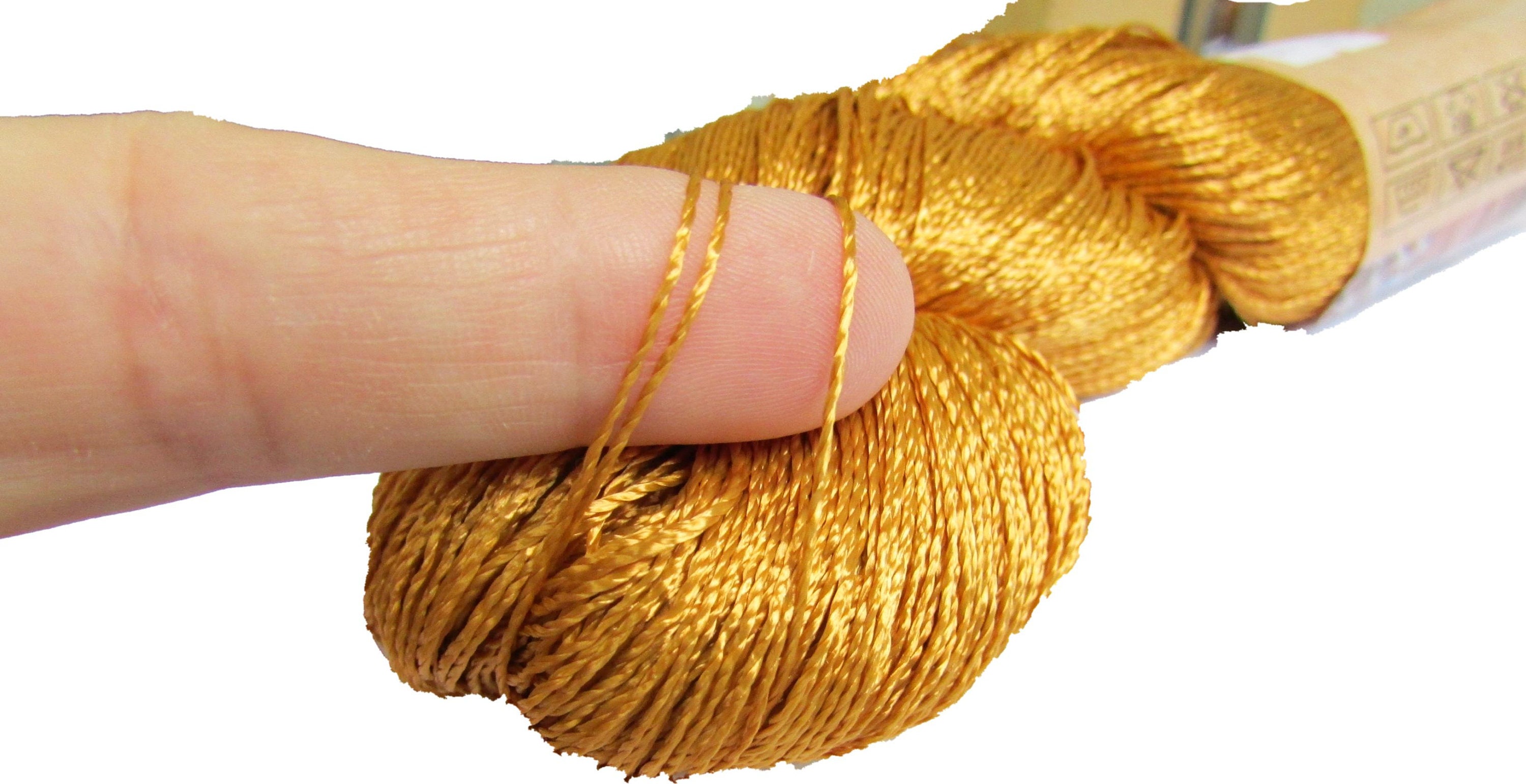Viscose Rayon Silk Ochre Yarn for Crochet and Knitting, Lace Thin Shiny ...