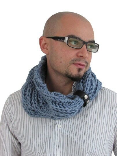 Hand Knit Wool Men's Snood Scarf Winter Cowl Gift for - Etsy