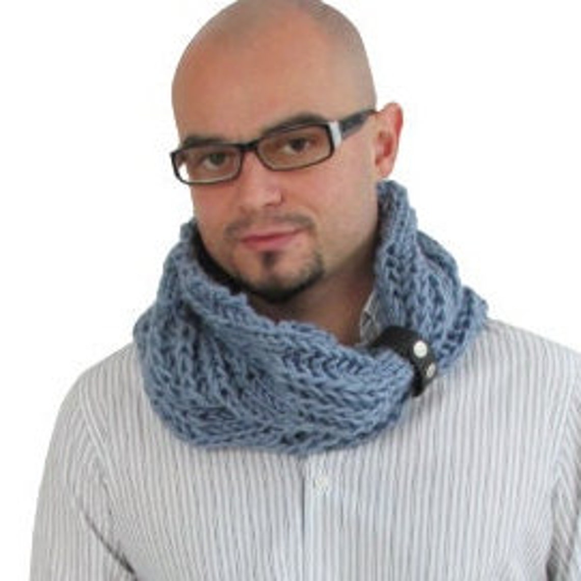 Hand Knit Wool Men's Snood Scarf, Winter Cowl Gift for Mens and ...