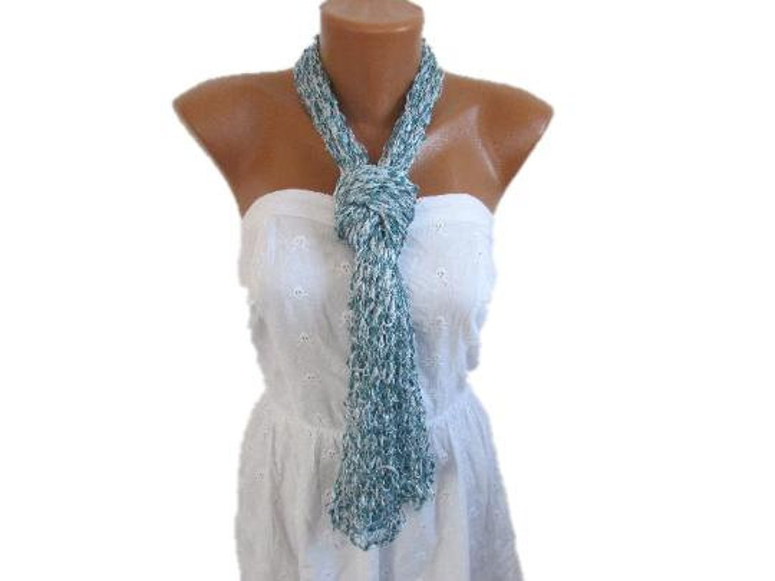 Thin Skinny Infinity Knit Scarf Summer Boho Crochet Scarf for - Etsy