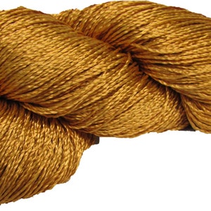 Viscose Rayon Silk Ochre Yarn for Crochet and Knitting, Lace Thin Shiny ...