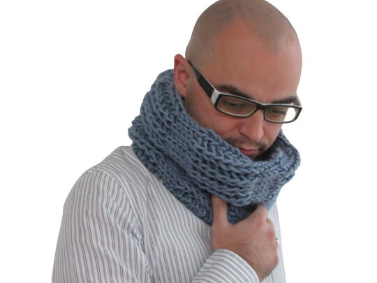 Hand Knit Wool Men's Snood Scarf Winter Cowl Gift for - Etsy
