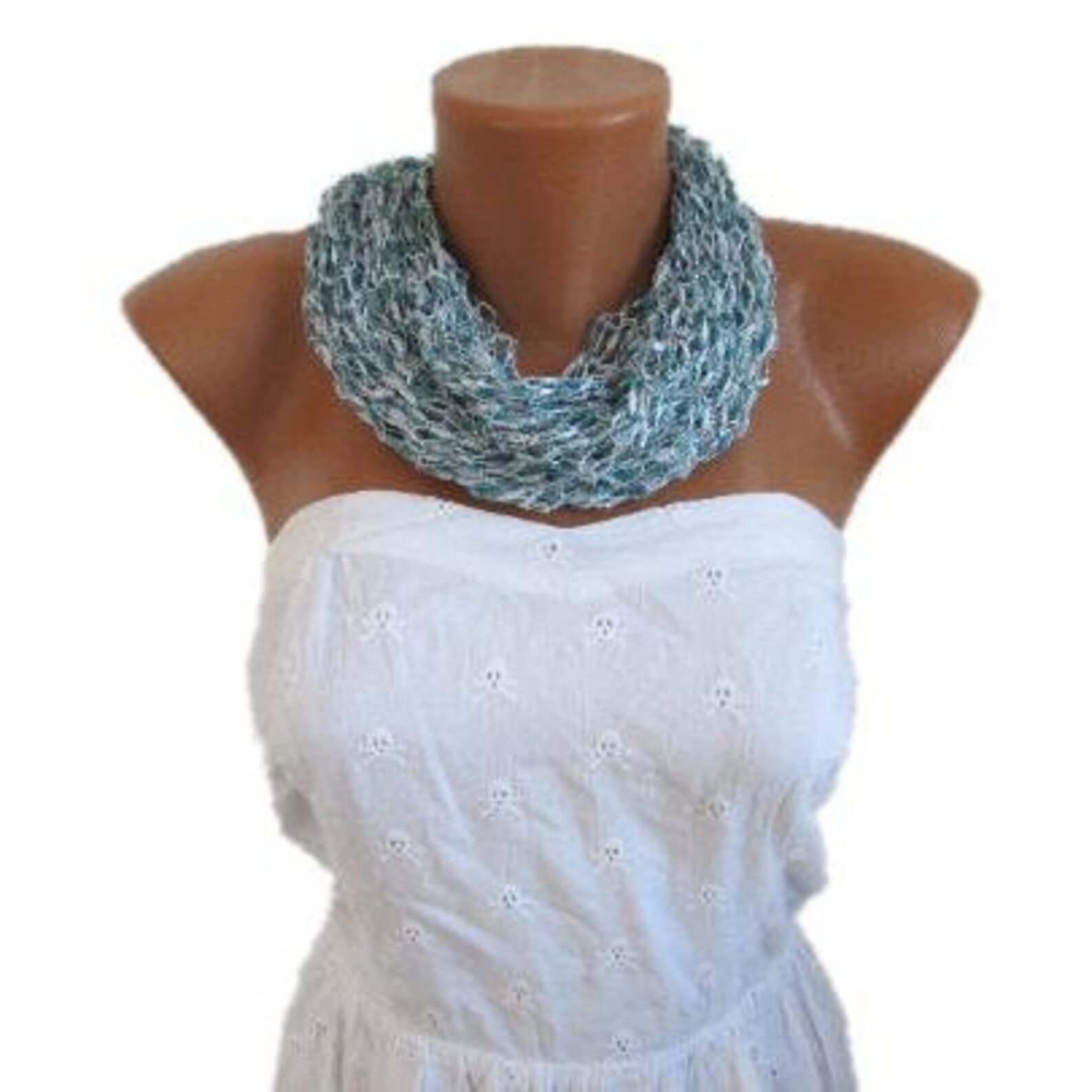 Thin Skinny Infinity Knit Scarf, Summer Boho Crochet Scarf for Women - Etsy