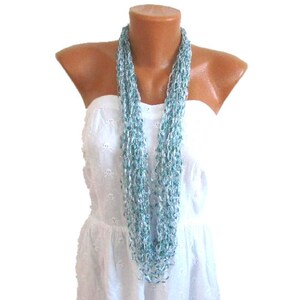 Thin Skinny Infinity Knit Scarf, Summer Boho Crochet Scarf for Women - Etsy