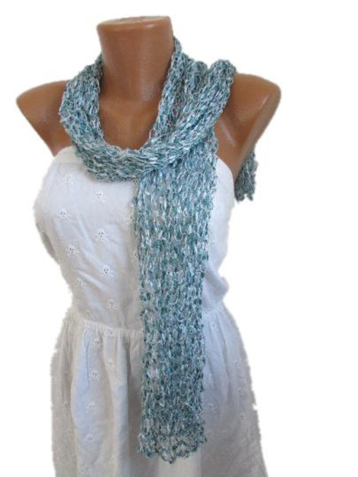 Thin Skinny Infinity Knit Scarf Summer Boho Crochet Scarf for - Etsy