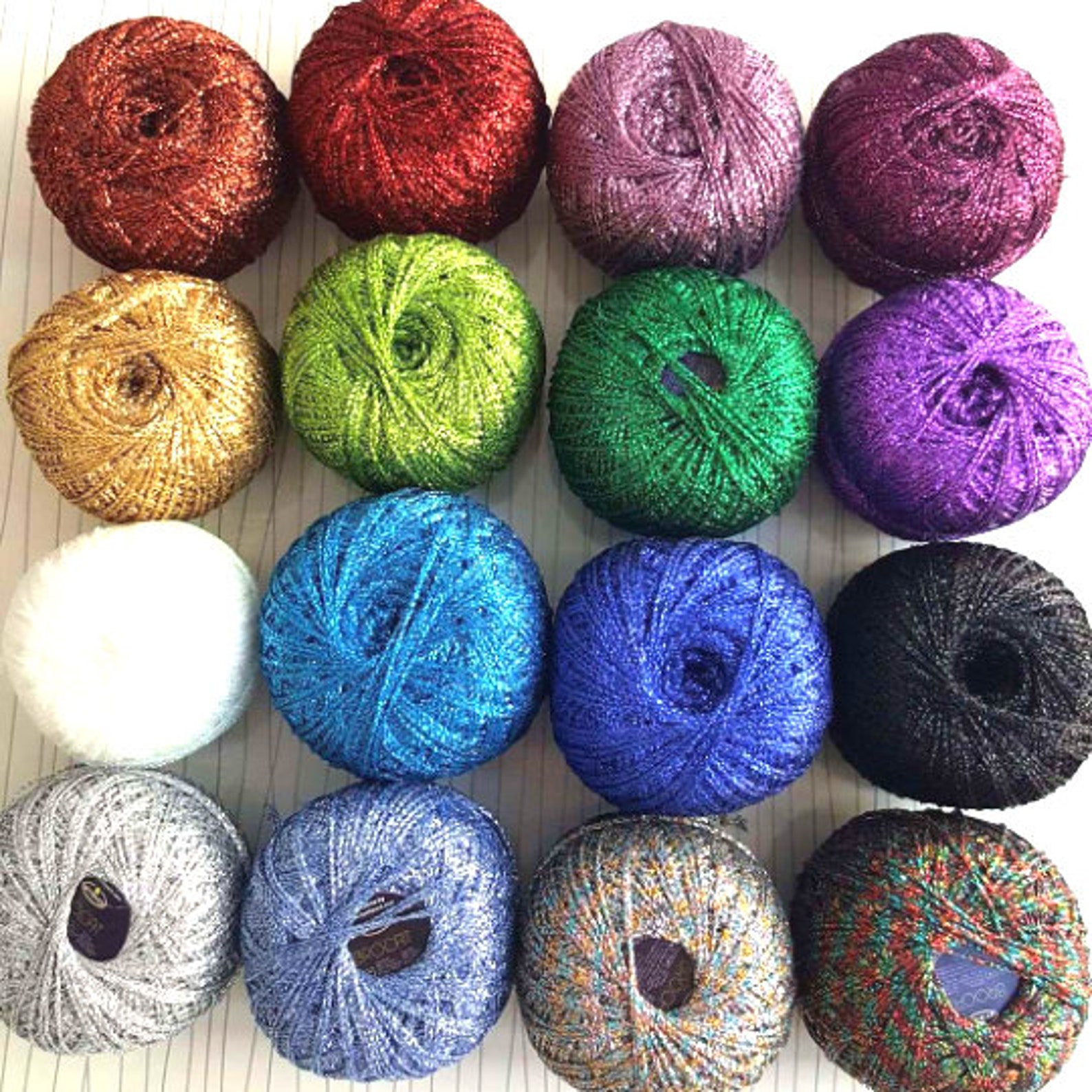 Brocade Metalic Lurex Yarn for Decoration, Thin Shiny Art Yarn ...