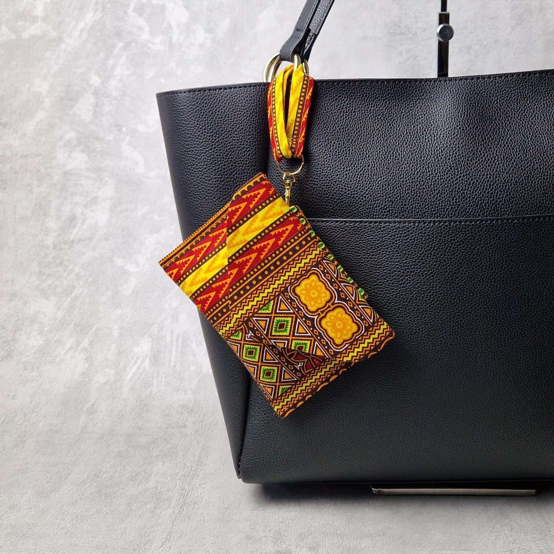 Mocha Brown Orange Red Highlight Yellow & Green Dashiki Purse With ...
