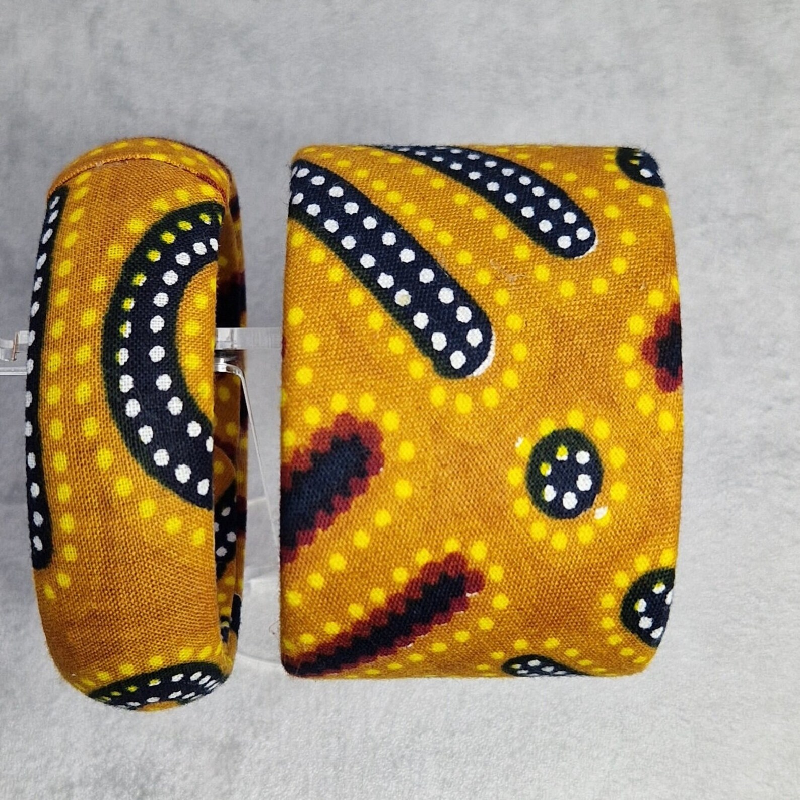 Earthy Aboriginal Art Bracelet Set, Mustard Red & Yellow Wide Hero Cuff ...