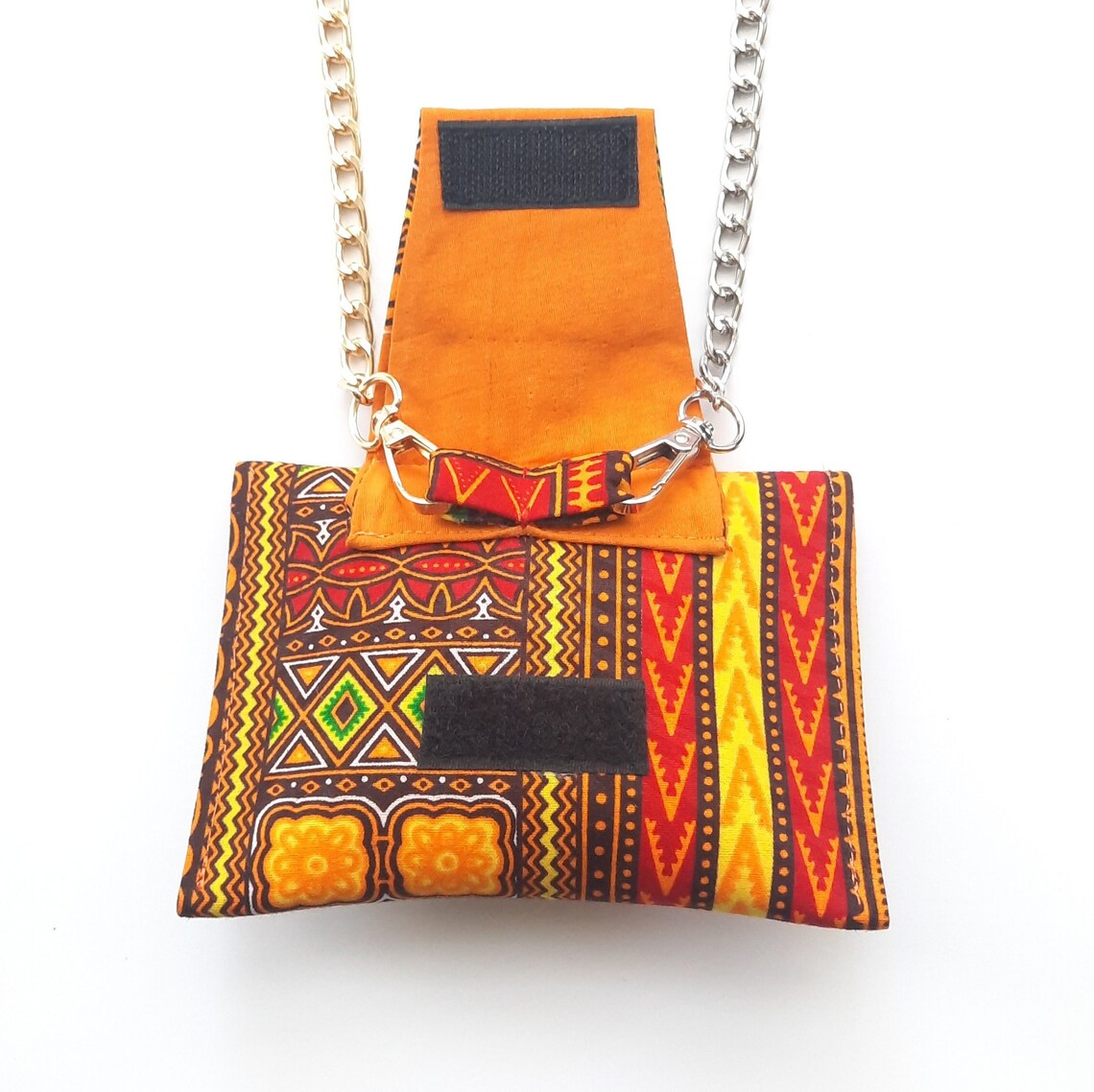 Mocha Brown Orange Red Highlight Yellow & Green Dashiki Purse With ...