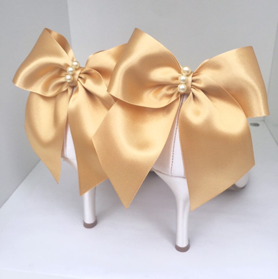 Gold Shoe Clips for Shoes Pearl Detail Bows Bridal Wedding - Etsy