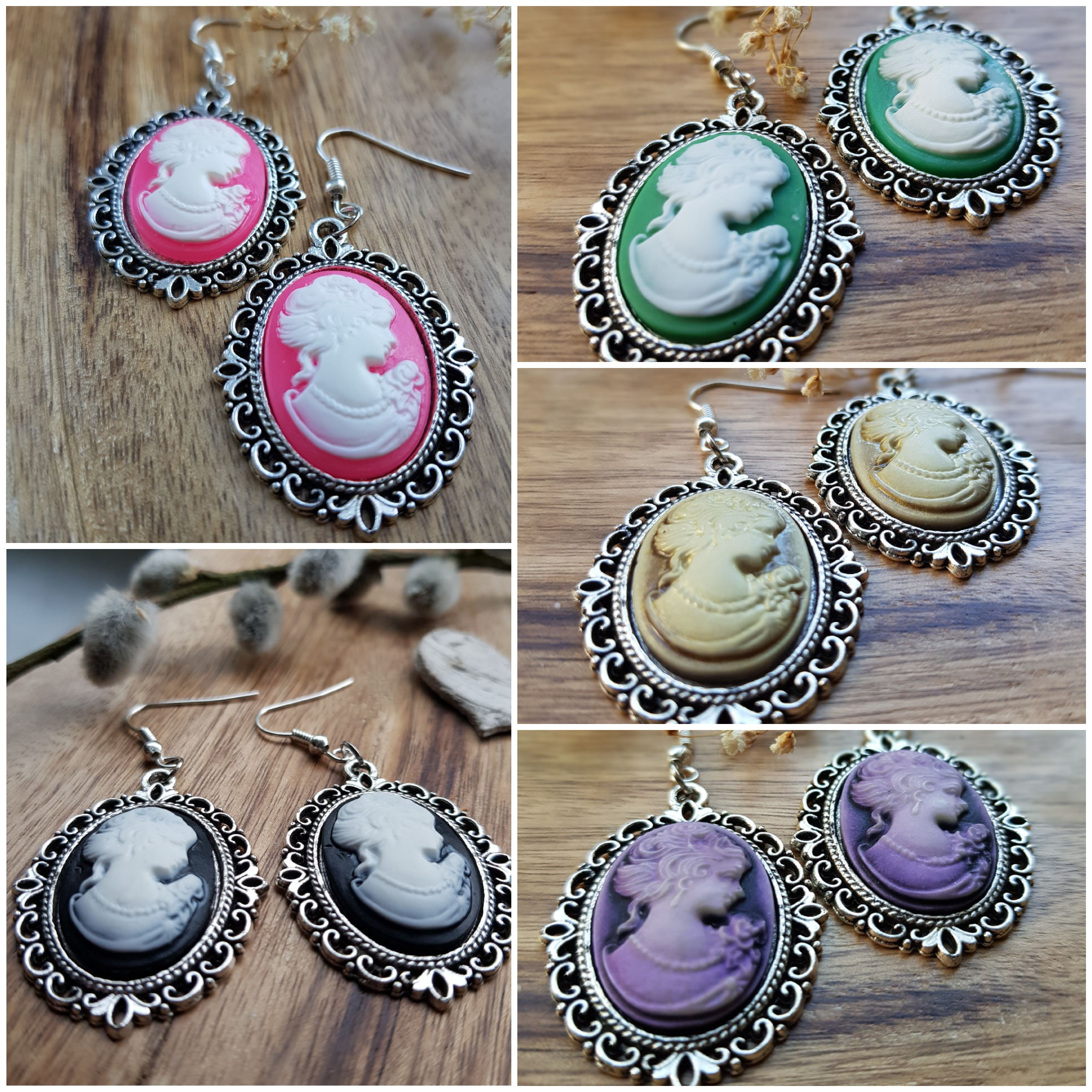 Ohrringe Kamee Hängeohrringe groß Gemme Statement Schmuck oval ...