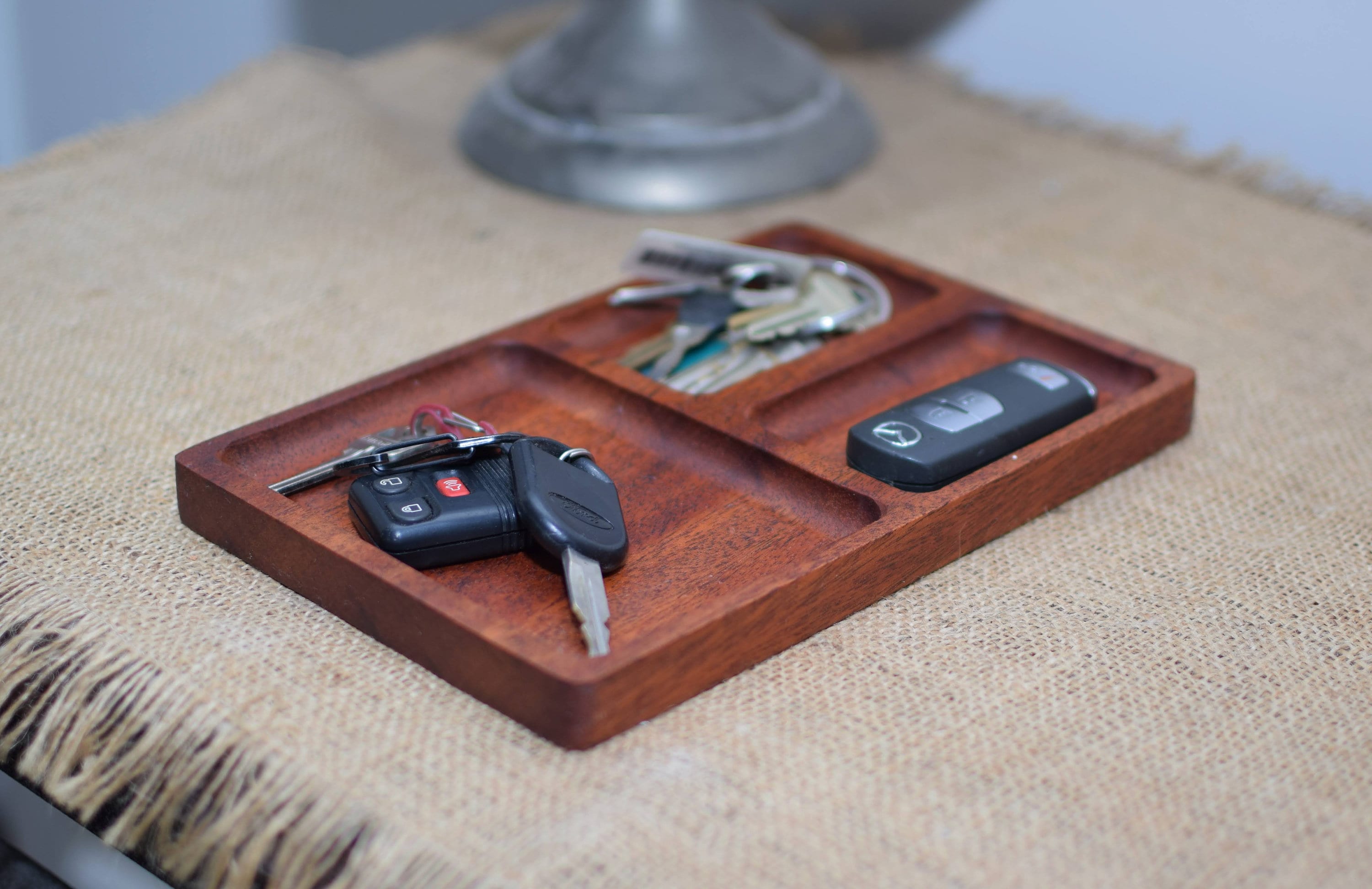 Dark Mahogany Valet Tray. Stylish Catchall Desk Organizer. - Etsy