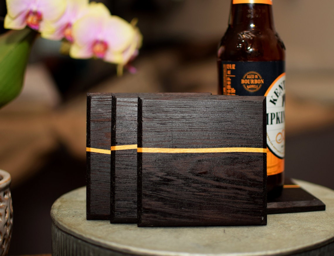 Fancy Wood Coasters Handsome 4 Square Exotic Wood - Etsy