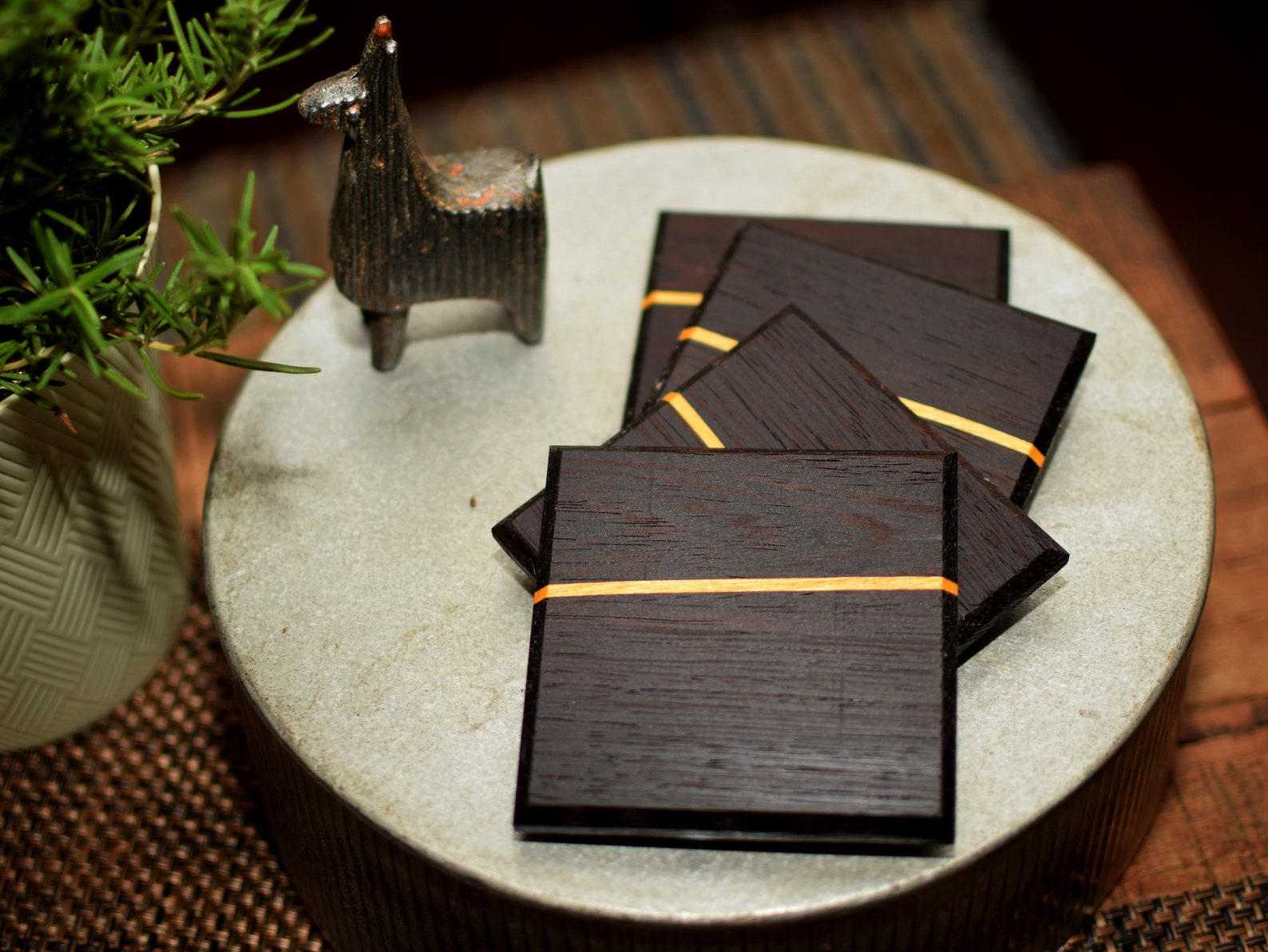 Fancy Wood Coasters Handsome 4 Square Exotic Wood - Etsy