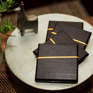 Fancy Wood Coasters - Handsome 4" Square Exotic Wood Coaster Set - 4 ...