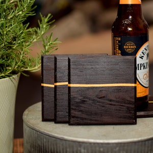 Fancy Wood Coasters - Handsome 4" Square Exotic Wood Coaster Set - 4 ...
