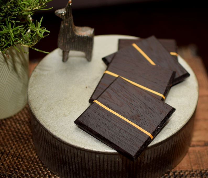 Fancy Wood Coasters Handsome 4 Square Exotic Wood - Etsy