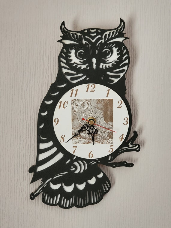 Laser Cut Wall Clock Owl - Etsy UK