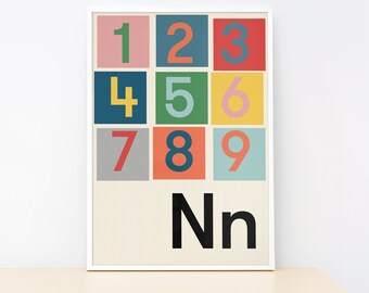 Watercolour Numbers Educational Art Print Numbers Poster Alphabet Print ...