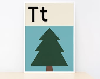 Letter T Poster • Nursery Wall Art • Educational Poster • Alphabet ...