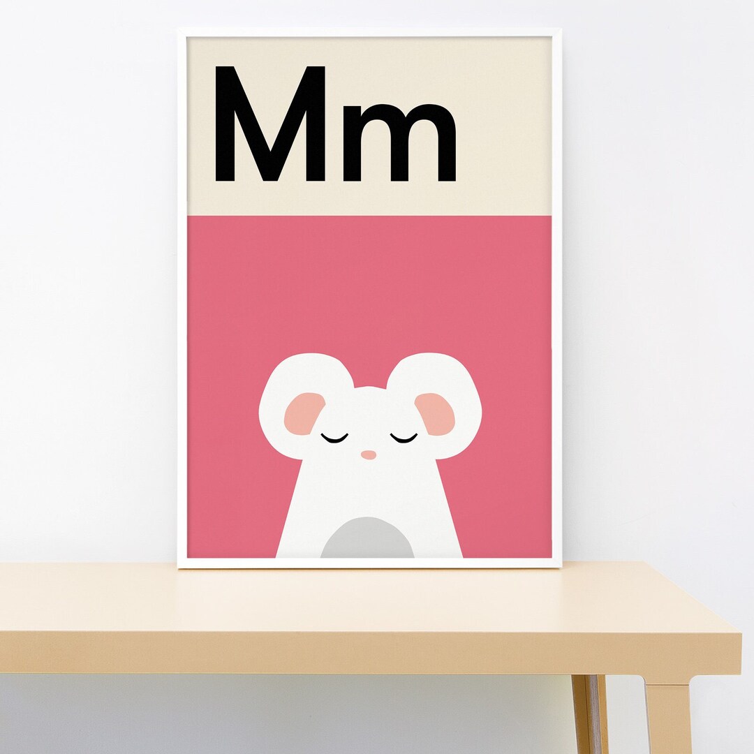 Mouse Alphabet Print: Letter M Nursery Wall Art - Etsy