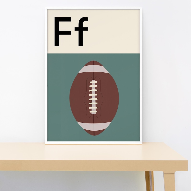 American Football Alphabet Print: Letter F Nursery Wall Art - Etsy