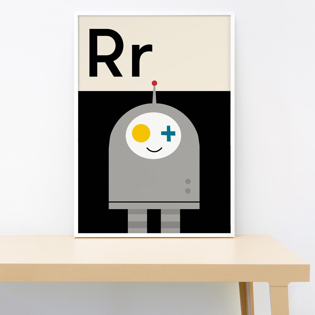 Robot Alphabet Print • Letter R Poster • Nursery Wall Art • Educational ...