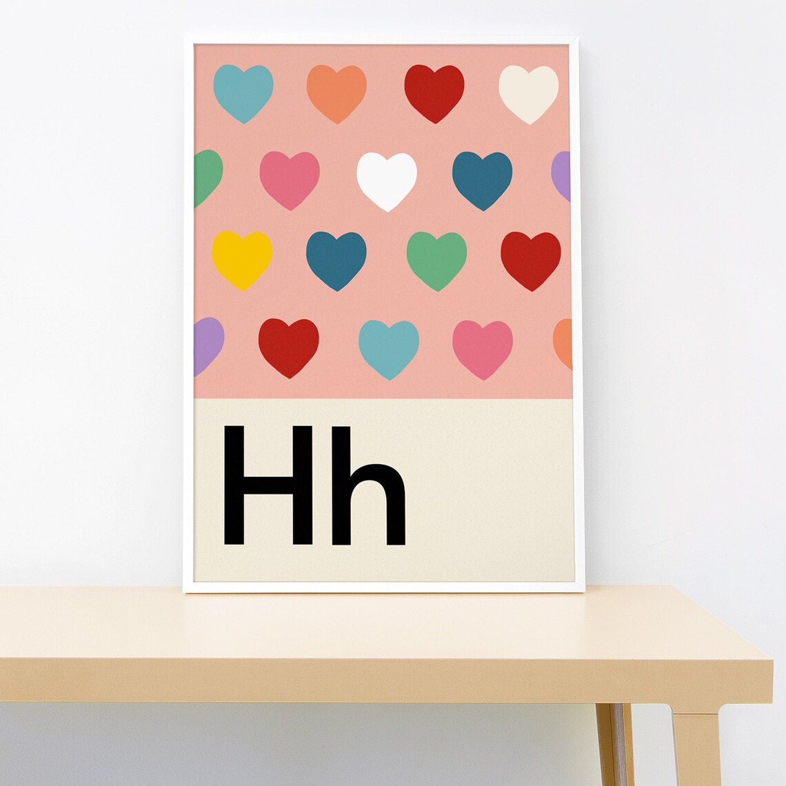 Hearts Alphabet Print, Letter H Nursery Wall Art, Kids Room Decor ...