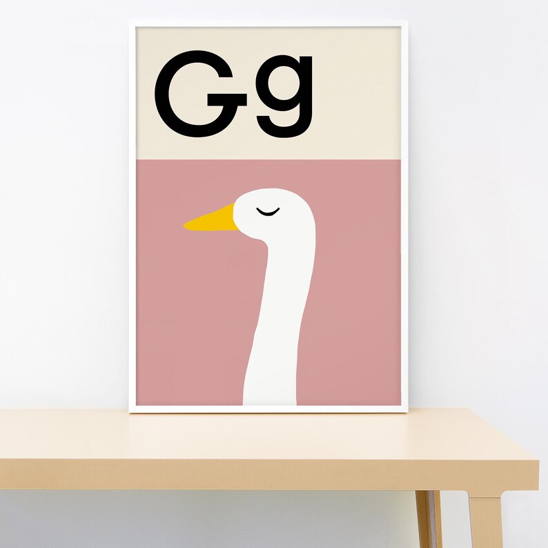Goose Alphabet Print • Letter G Poster • Nursery Wall Art • Educational ...