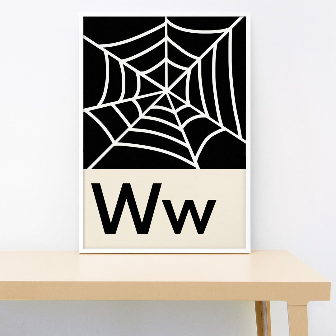 Web Alphabet Print, Letter W Nursery Wall Art, Kids Room Decor Poster ...