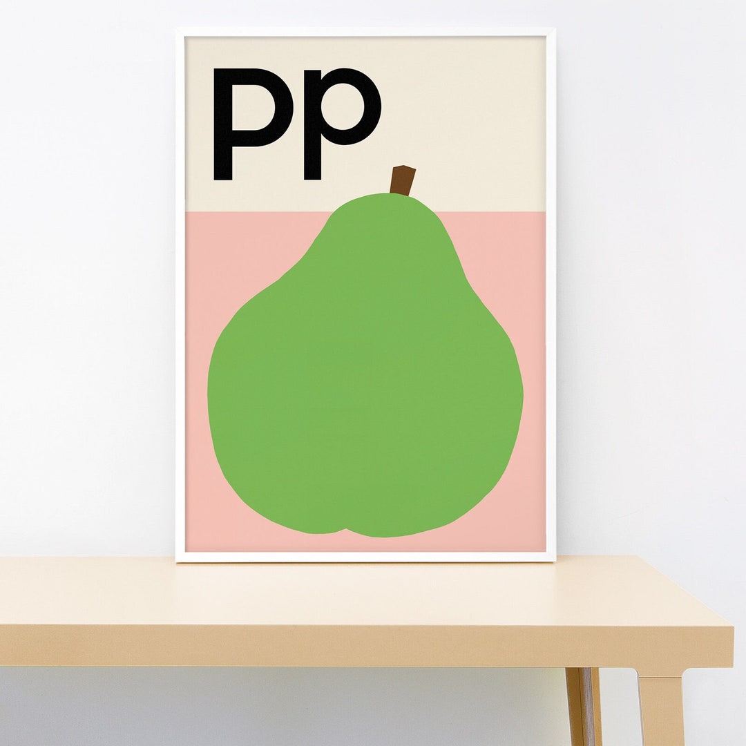 Pear Alphabet Print • Letter P Poster • Nursery Wall Art • Educational ...
