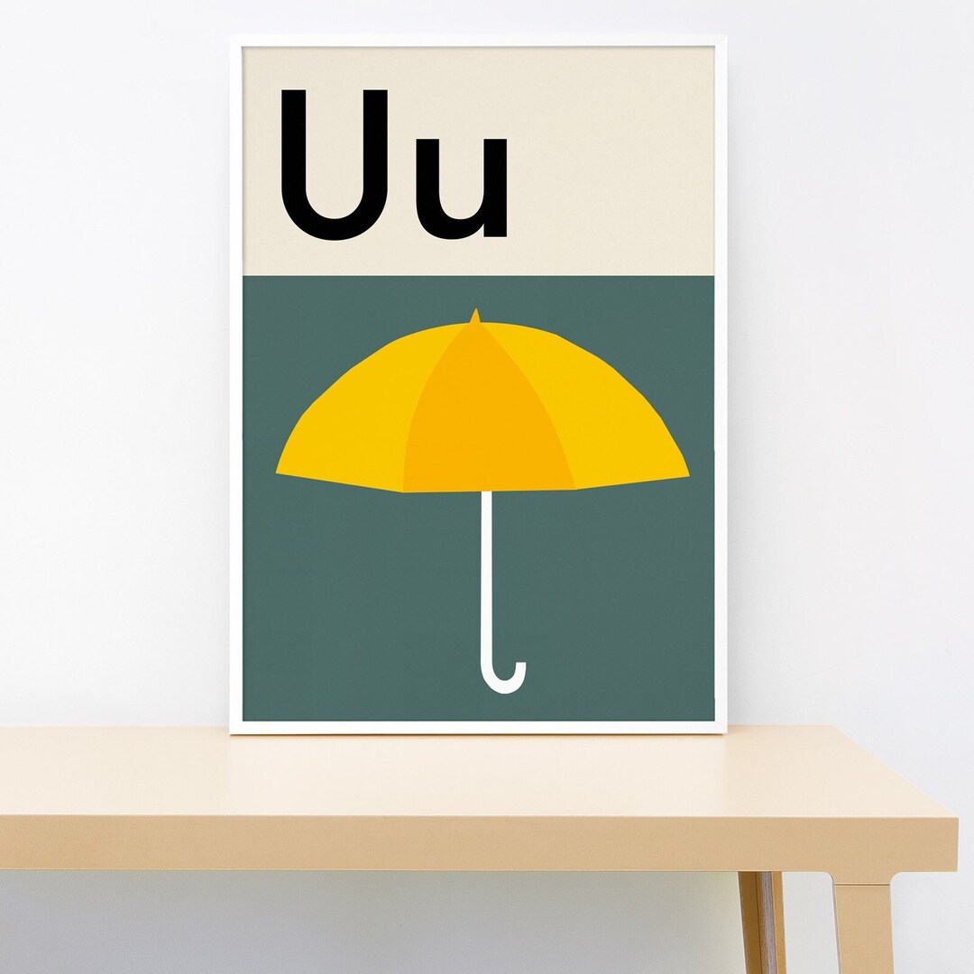 Umbrella Alphabet Print • Letter U Poster • Nursery Wall Art ...