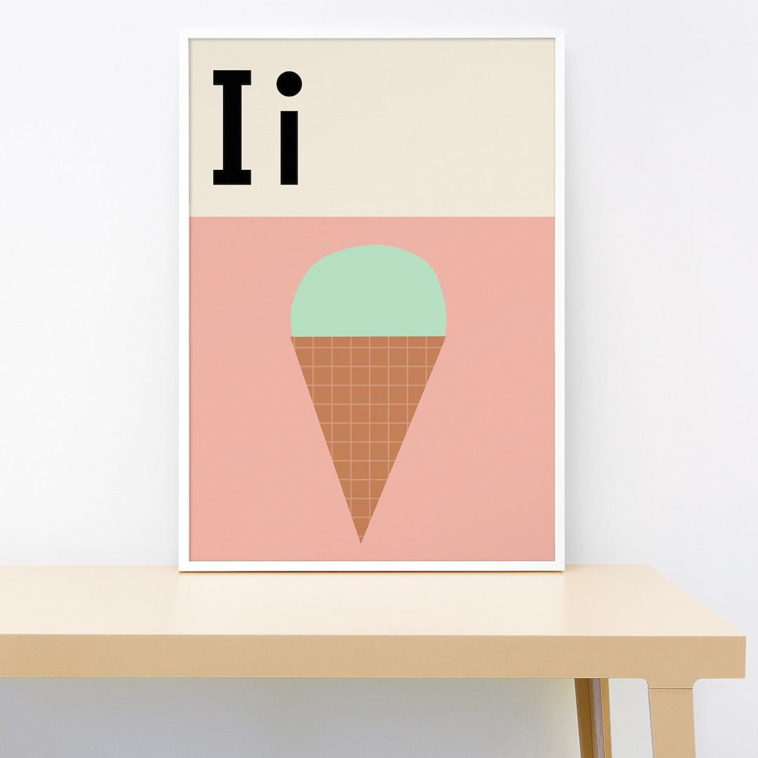 Ice Cream Alphabet Print • Letter I Poster • Nursery Wall Art ...
