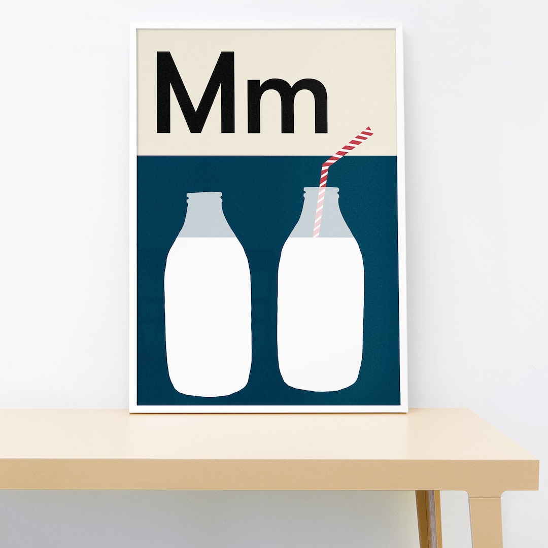 Letter M Milk Print: Alphabet Nursery Wall Art - Etsy