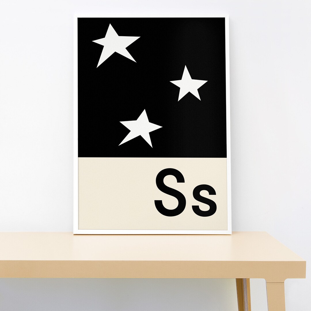 Stars Alphabet Printb• Letter S Poster • Nursery Wall Art • Educational ...