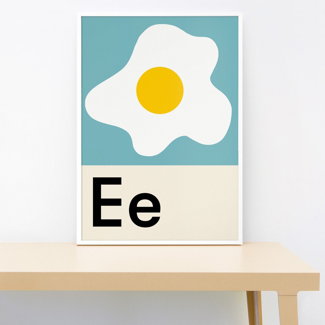 Egg Alphabet Print • Letter E Poster • Nursery Wall Art • Educational ...