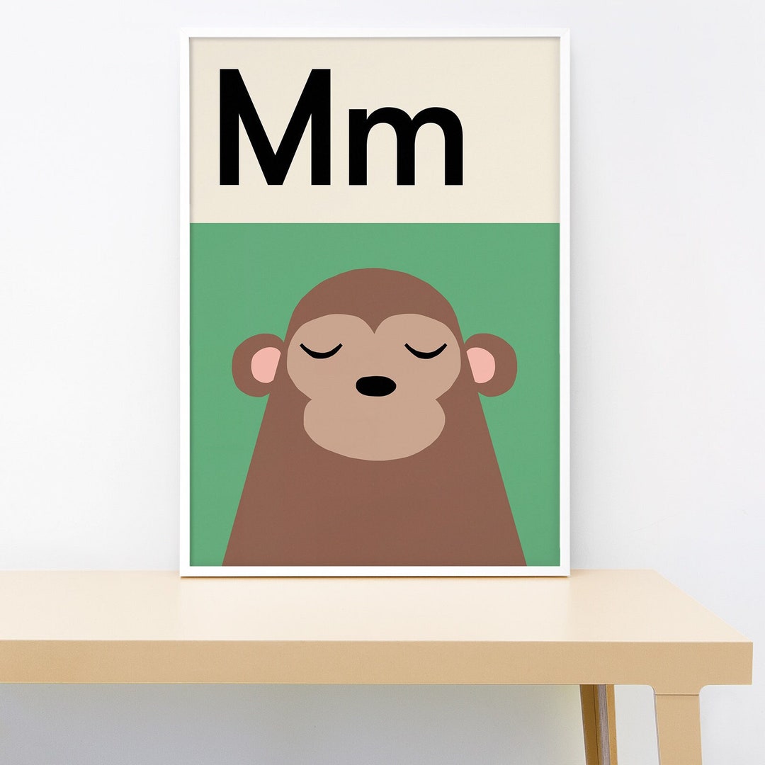 Monkey Alphabet Print • Letter M Poster • Nursery Wall Art ...