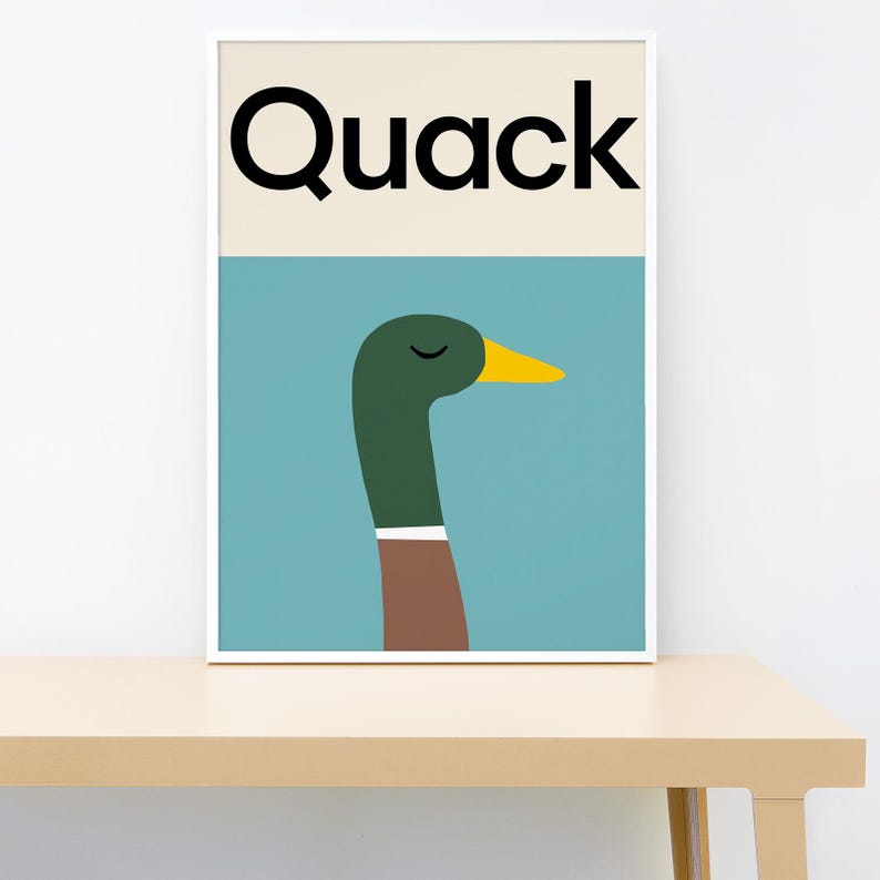 Quack Duck Print: Animal Sounds Nursery Wall Art - Educational Poster ...