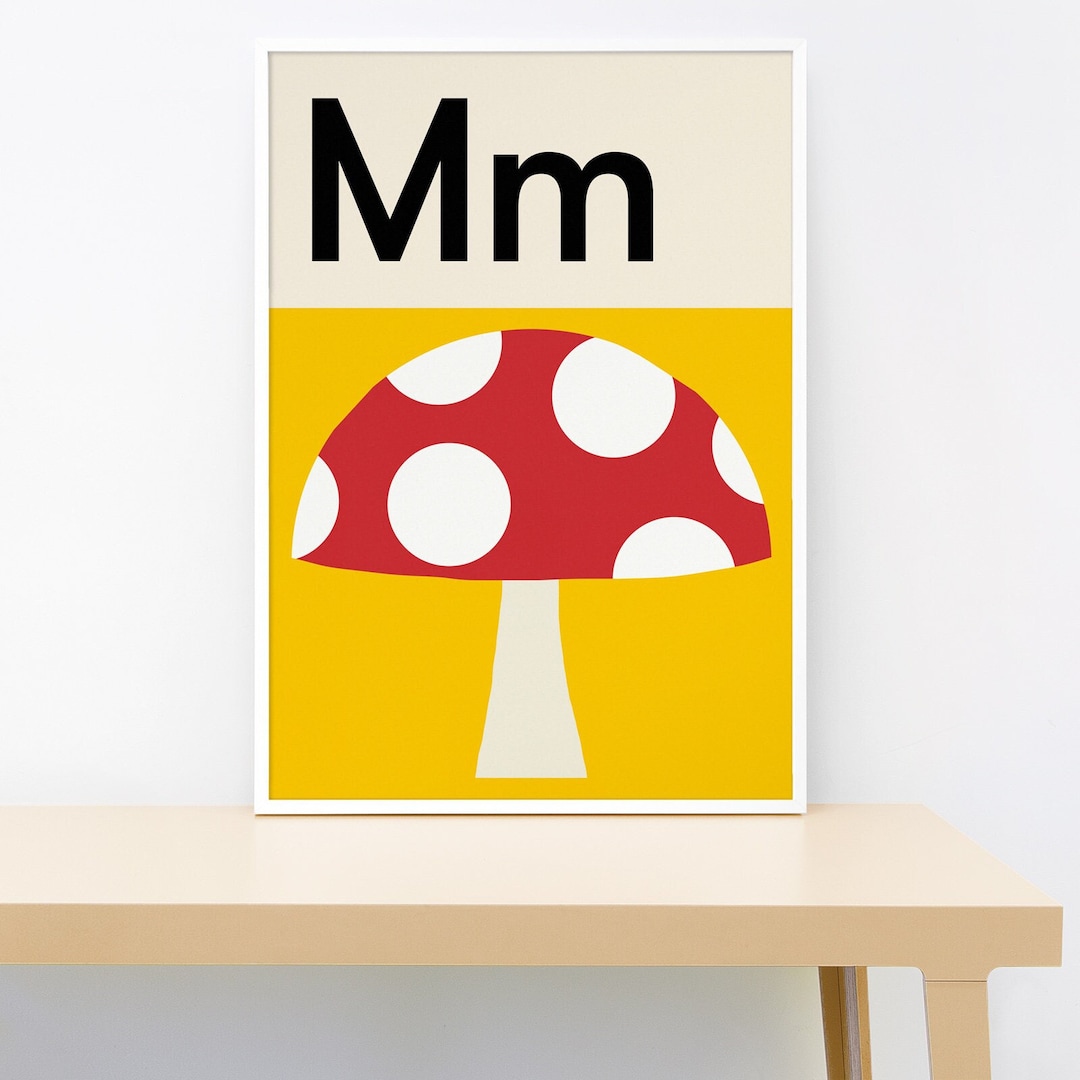 Mushroom Alphabet Print • Letter M Poster • Nursery Wall Art ...