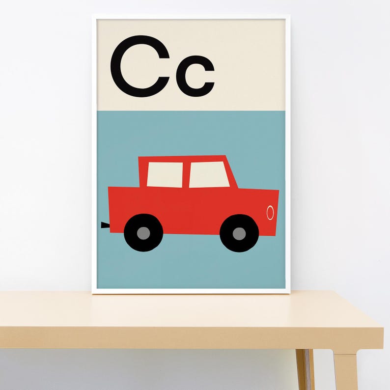 Car Alphabet Letter C Print: Kids Nursery Wall Art - Etsy