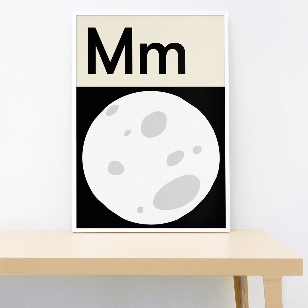 Moon Alphabet Print • Letter M Poster • Nursery Wall Art • Educational ...