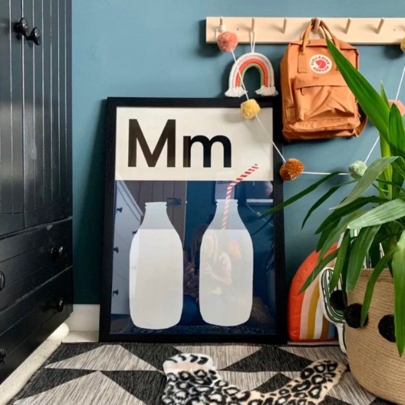 Letter M Milk Print: Alphabet Nursery Wall Art - Etsy