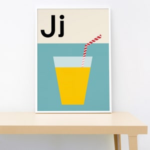 Juice Alphabet Print • Letter J Poster • Nursery Wall Art • Educational ...