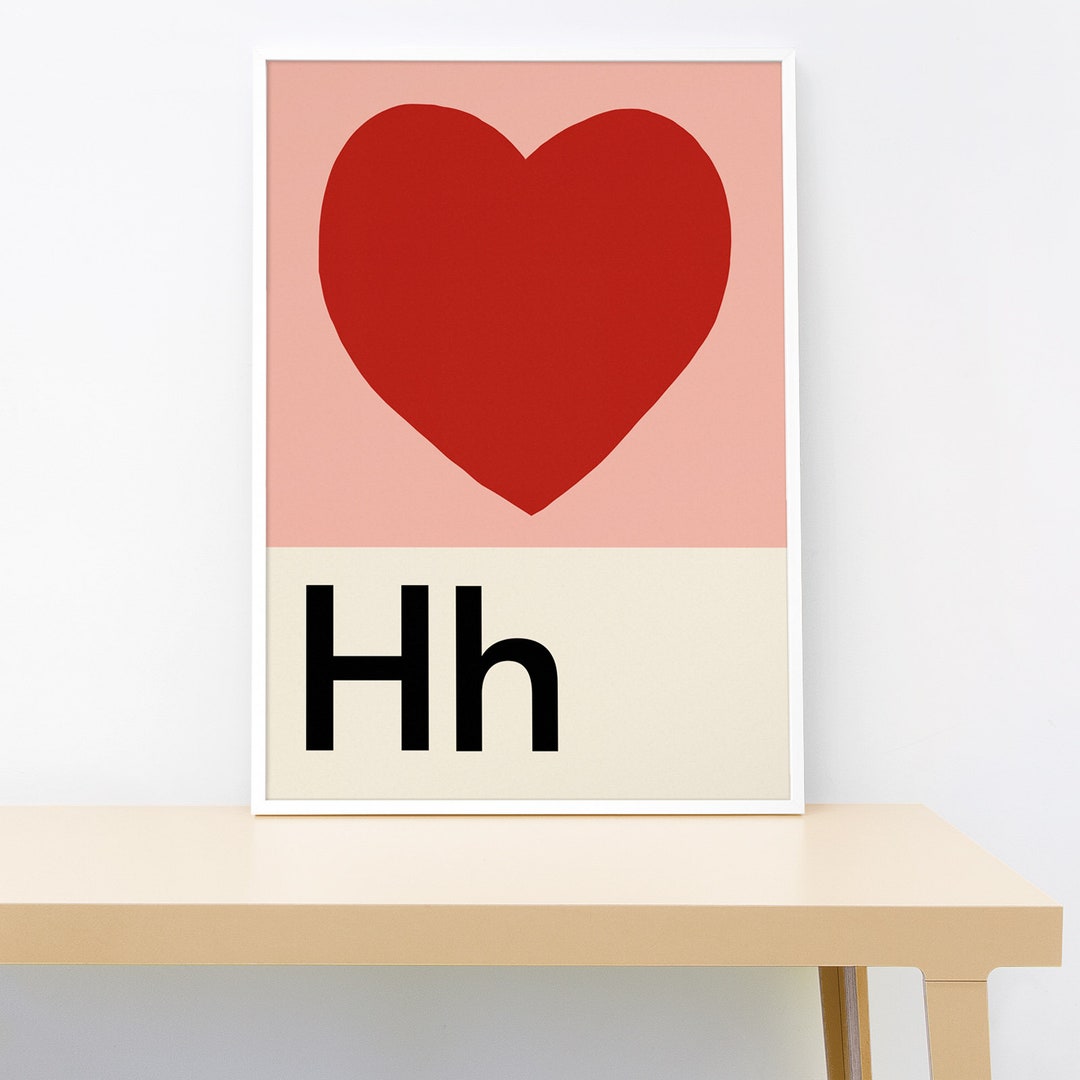 Heart Alphabet Print • Letter H Poster • Nursery Wall Art • Educational ...