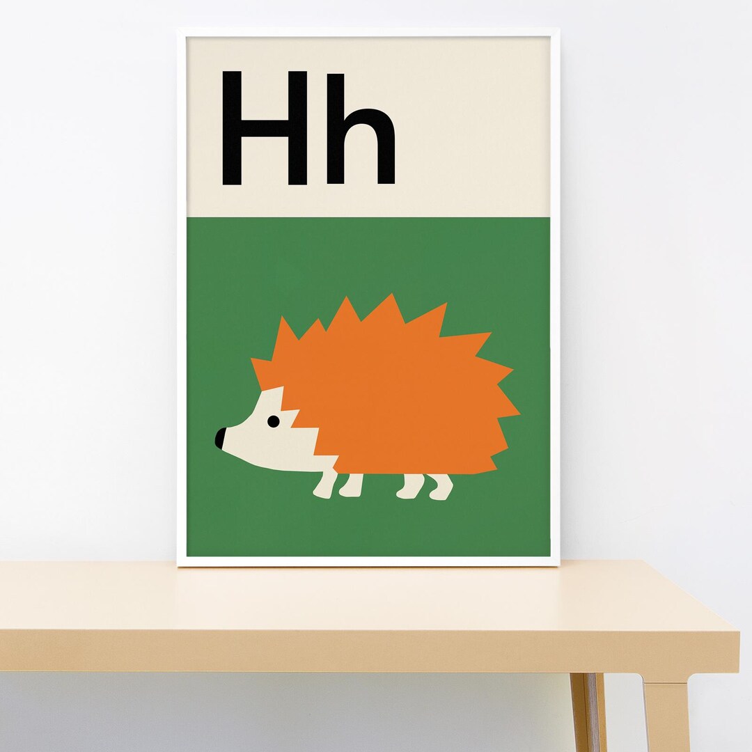 Hedgehog Alphabet Print: Letter H, Nursery Wall Art - Etsy