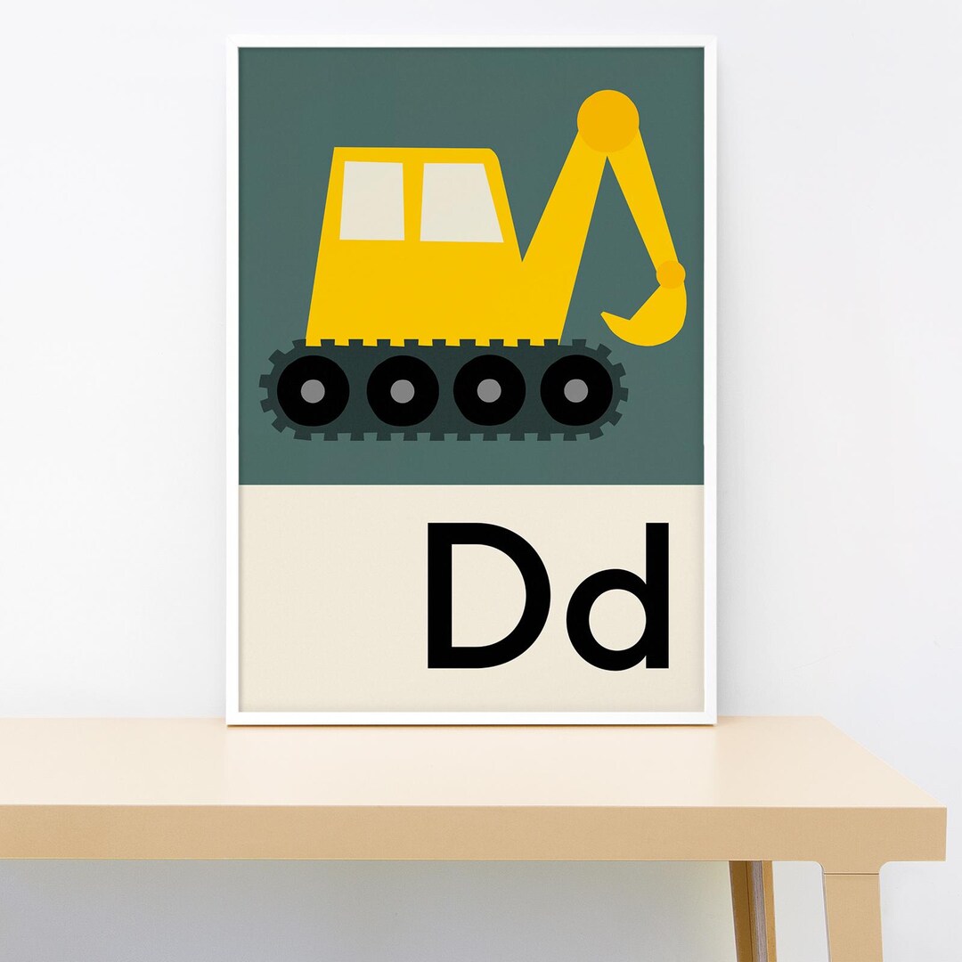 Digger Alphabet Print: Letter D Nursery Wall Art - Etsy