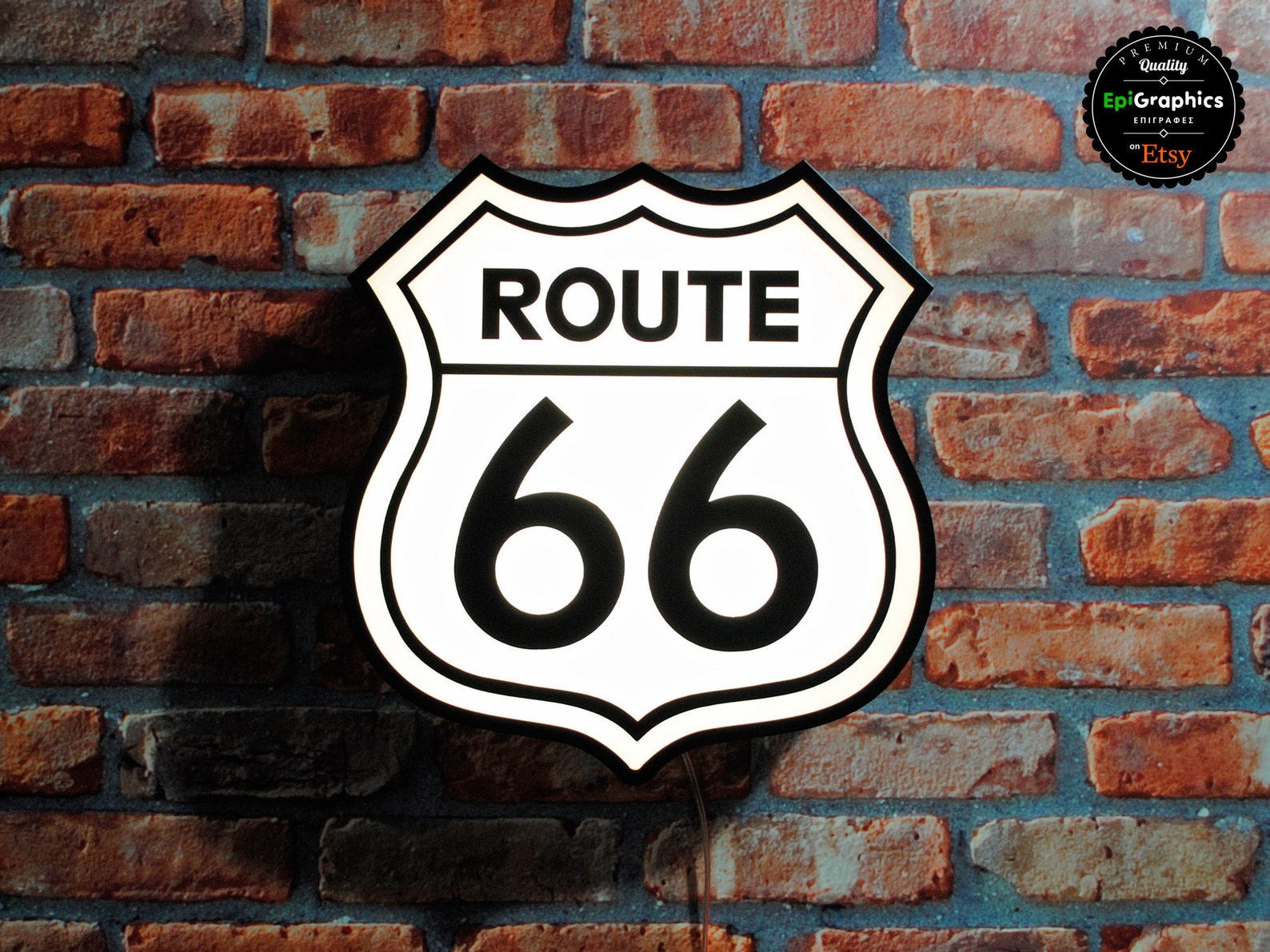 Historic Route 66 Logo / Table Lamp / Wall Illuminated Sign | Etsy