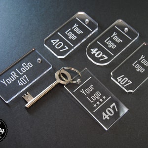 Personalized Hotel Key Tag, Keychain With Your Logo and Room Number - Etsy